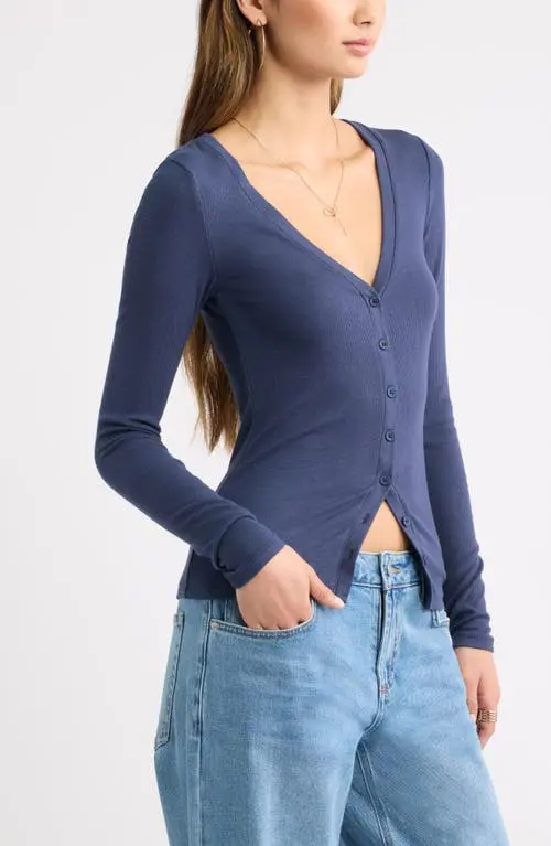 Bp. Rib Knit V-neck Cardigan - Navy Indigo
