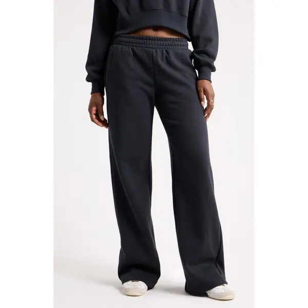 Bp. Low Rise Wide Leg Sweatpants - Black Jet