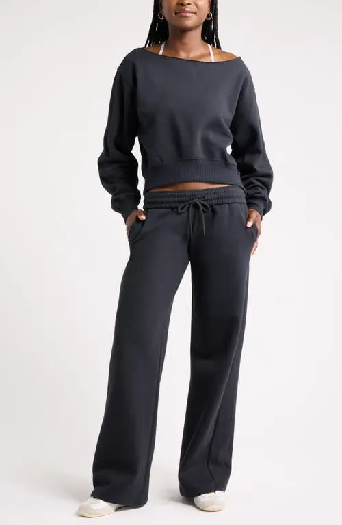 Bp. Low Rise Wide Leg Sweatpants - Black Jet