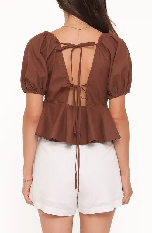 PETAL & PUP Brienne Tie Front Cotton Peplum Top
