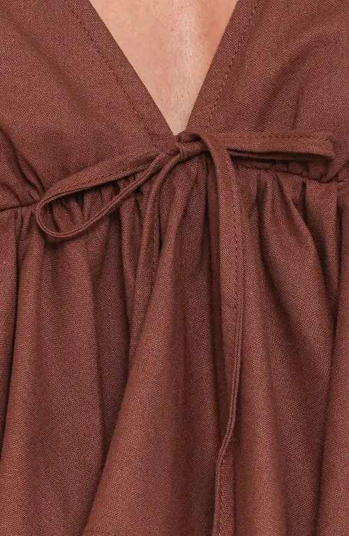 PETAL & PUP Brienne Tie Front Cotton Peplum Top