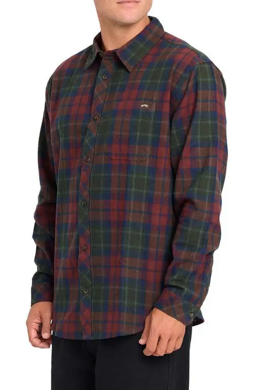 BILLABONG Coastline Plaid Cotton Flannel Button-up Shirt
