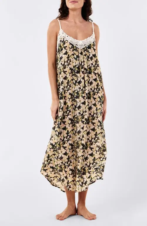 PAPINELLE Serena Lace Trim Maxi Nightgown