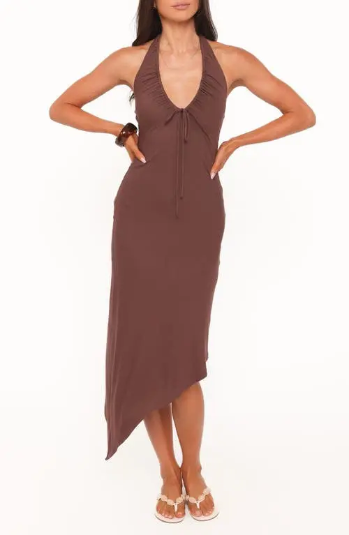 PETAL & PUP Jordie Halter Asymmetric Maxi Dress