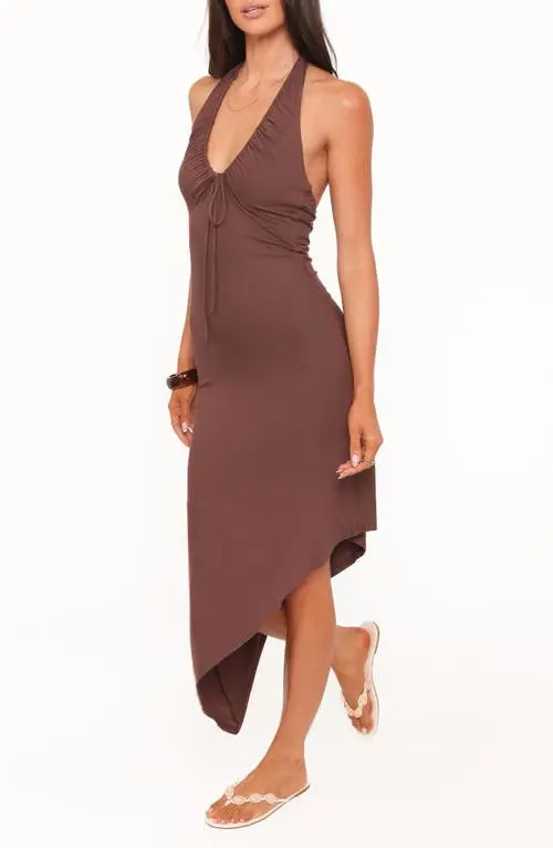 PETAL & PUP Jordie Halter Asymmetric Maxi Dress