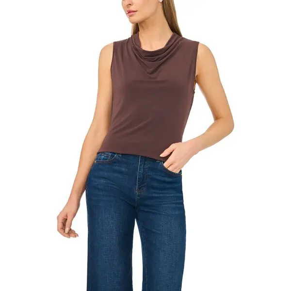 Halogen Cowl Neck Knit Tank - Chicory Coffee