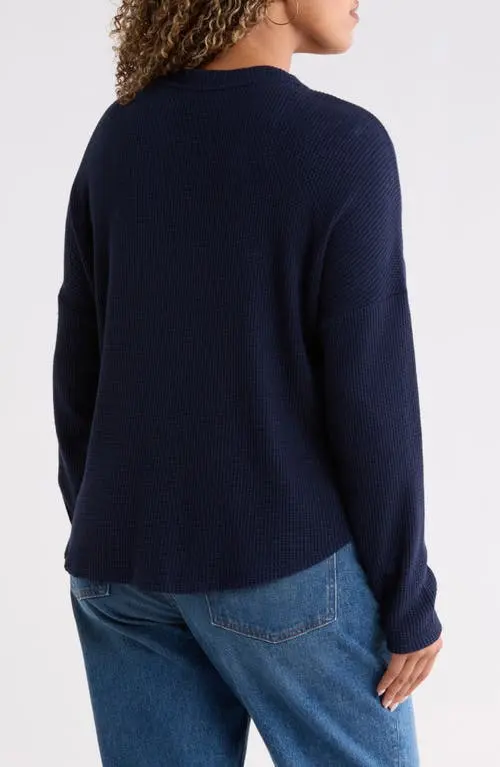 Caslon Drop Shoulder Waffle Tee - Navy Still