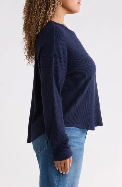 Caslon Drop Shoulder Waffle Tee - Navy Still
