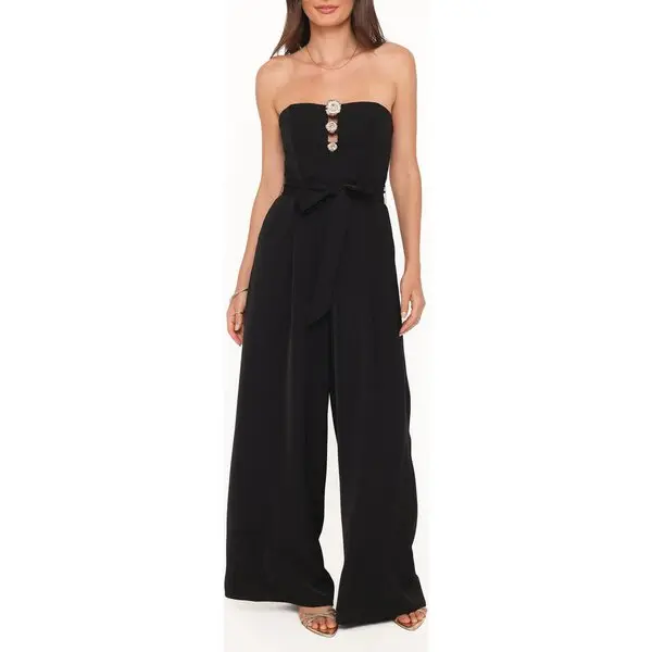 PETAL & PUP Rois Strapless Wide Leg Jumpsuit