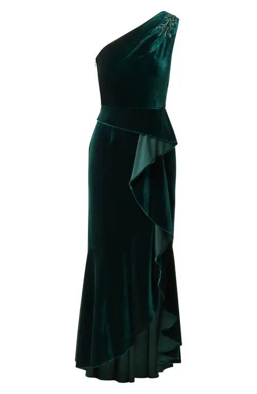 Adrianna Papell One-shoulder Velvet Gown