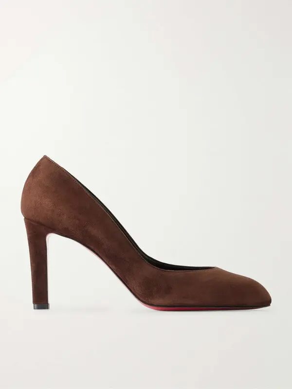 CHRISTIAN LOUBOUTIN Fannylove 85 Suede Pumps - Chocolate