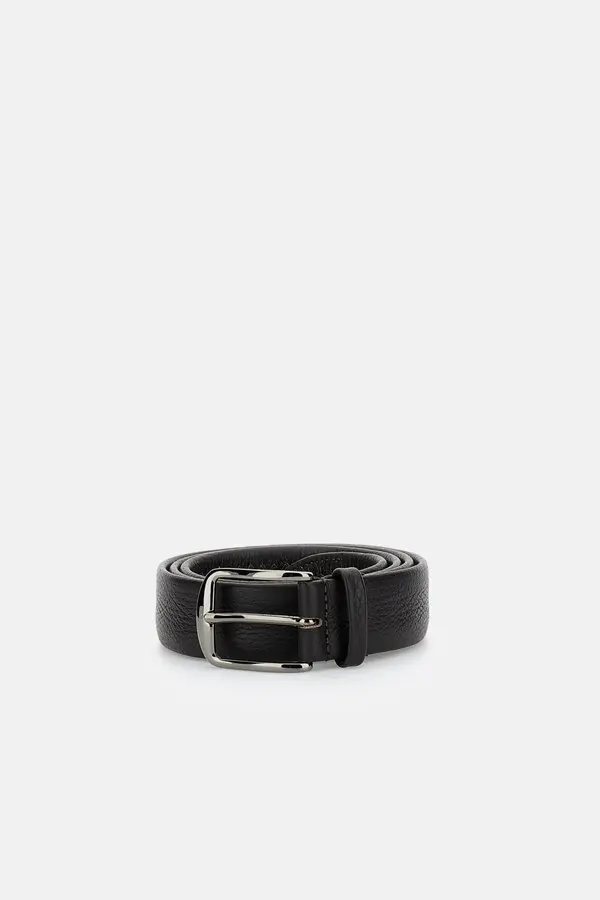 ALBERTO LUTI Leather Belt With Silver Buckle