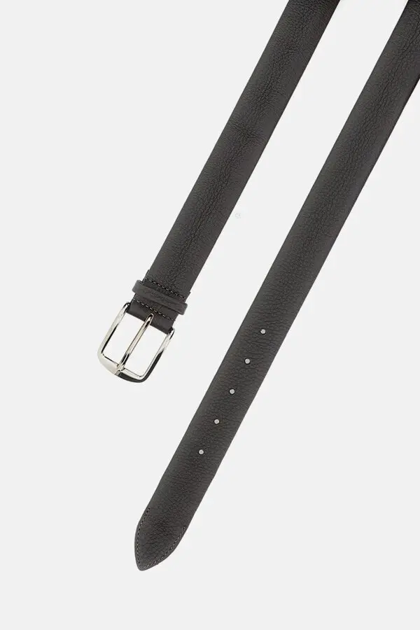 ALBERTO LUTI Leather Belt With Silver Buckle
