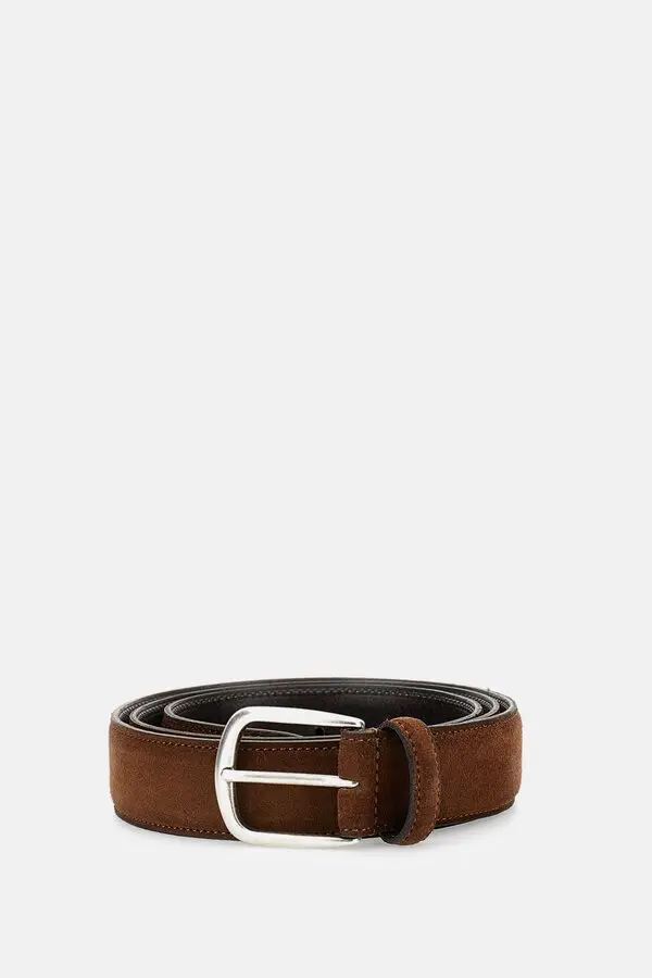 ALBERTO LUTI Leather Belt With Silver Buckle
