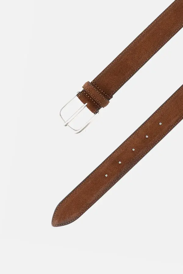ALBERTO LUTI Leather Belt With Silver Buckle