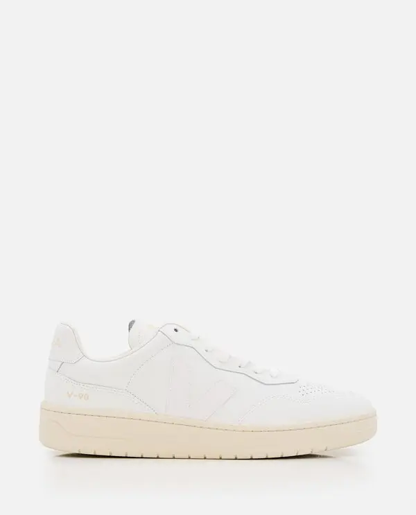 VEJA V-90 Leather Lace-up Sneakers - Bianco