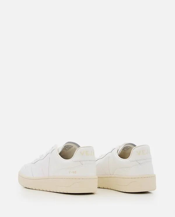 VEJA V-90 Leather Lace-up Sneakers - Bianco
