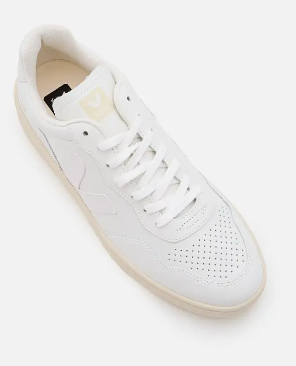 VEJA V-90 Leather Lace-up Sneakers - Bianco