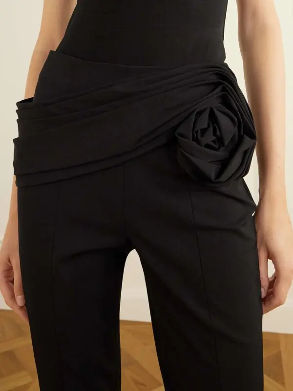 Carolina Herrera Gathered Wool-blend Twill Straight-leg Pants