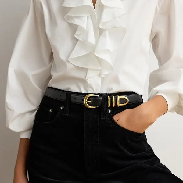Ralph Lauren Metal-keeper Leather Skinny Belt