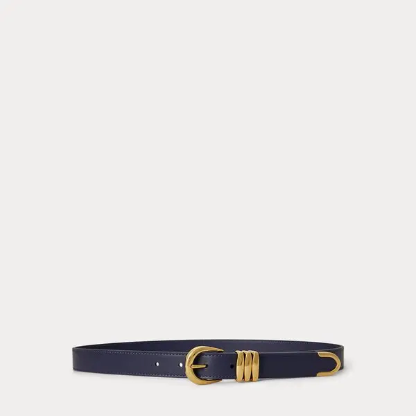 Ralph Lauren Metal-keeper Leather Skinny Belt - Refined Navy