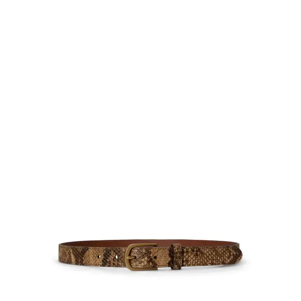 Ralph Lauren Rounded-buckle Embossed Skinny Belt