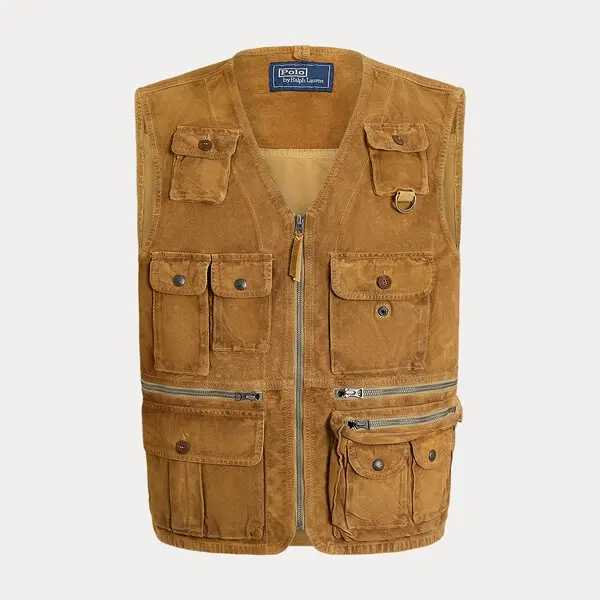 Ralph Lauren Suede Utility Vest - Camel