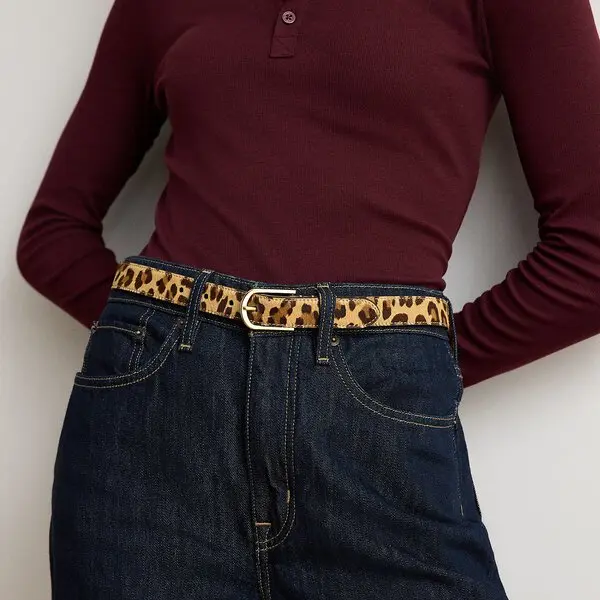 Ralph Lauren Rounded-buckle Leopard-print Skinny Belt