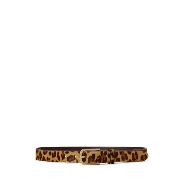 Ralph Lauren Rounded-buckle Leopard-print Skinny Belt