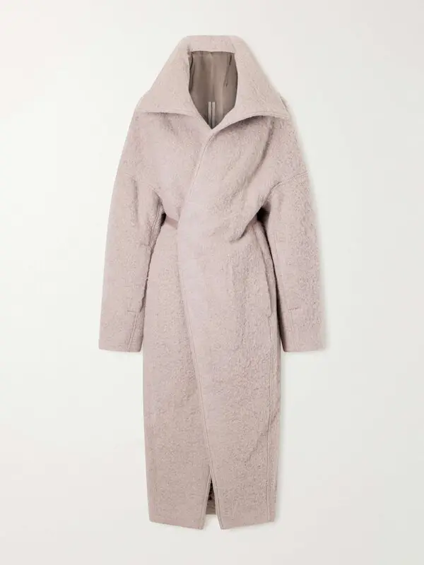 Rick Owens Dracucollar Belted Alpaca And Virgin Wool-blend Coat