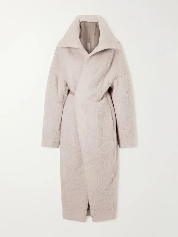 Rick Owens Dracucollar Belted Alpaca And Virgin Wool-blend Coat - Pink