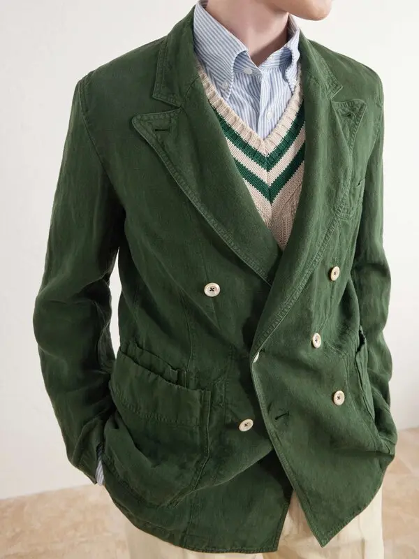 DRAKE'S Games Double-breasted Linen Blazer