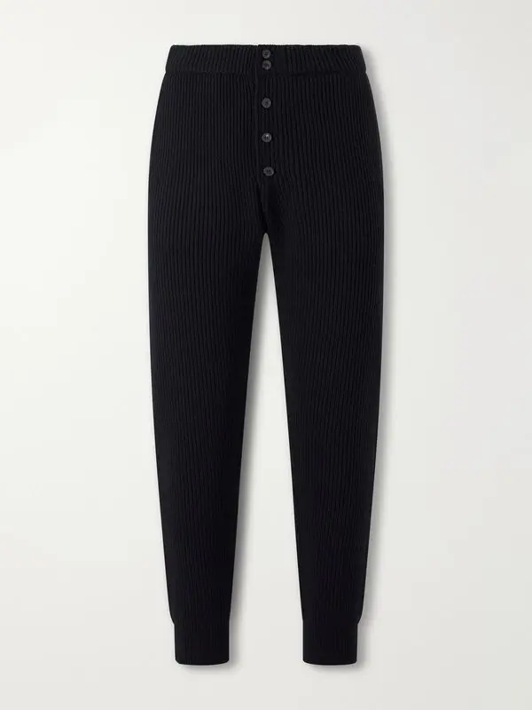Dries Van Noten Meru Tapered Ribbed Wool Sweatpants