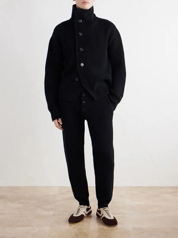 Dries Van Noten Meru Tapered Ribbed Wool Sweatpants
