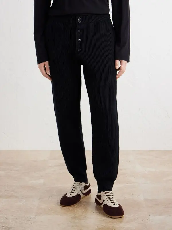 Dries Van Noten Meru Tapered Ribbed Wool Sweatpants