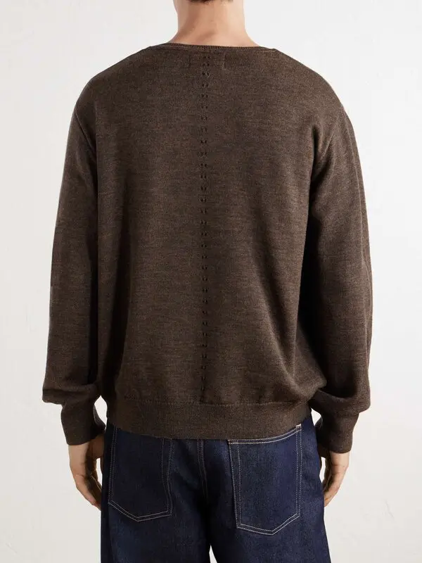 Folk Perforated Mélange Merino Wool Sweater