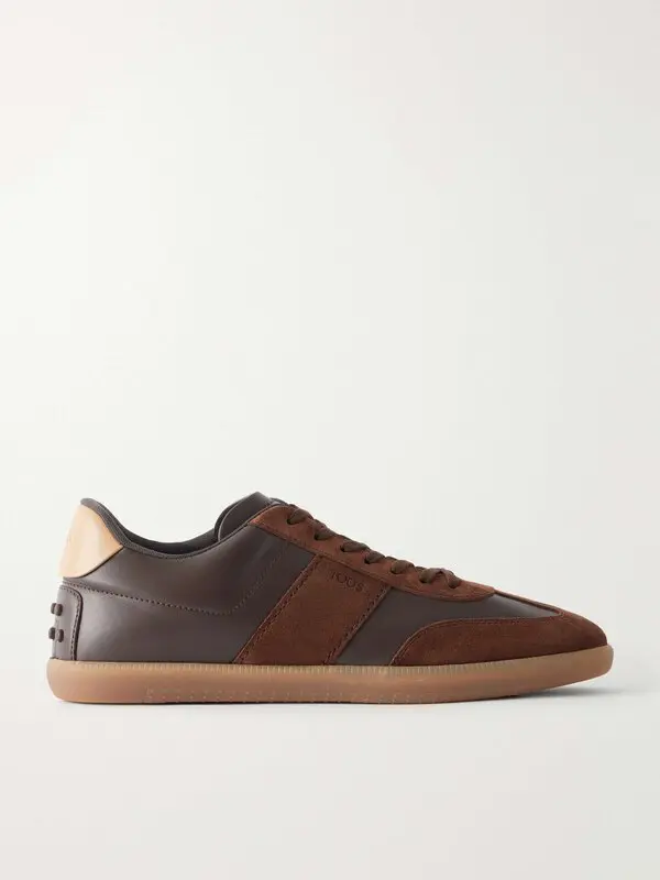 TOD'S Suede-trimmed Leather Sneakers