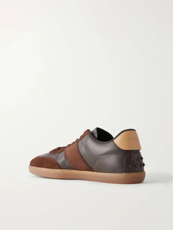 TOD'S Suede-trimmed Leather Sneakers
