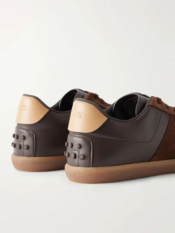 TOD'S Suede-trimmed Leather Sneakers