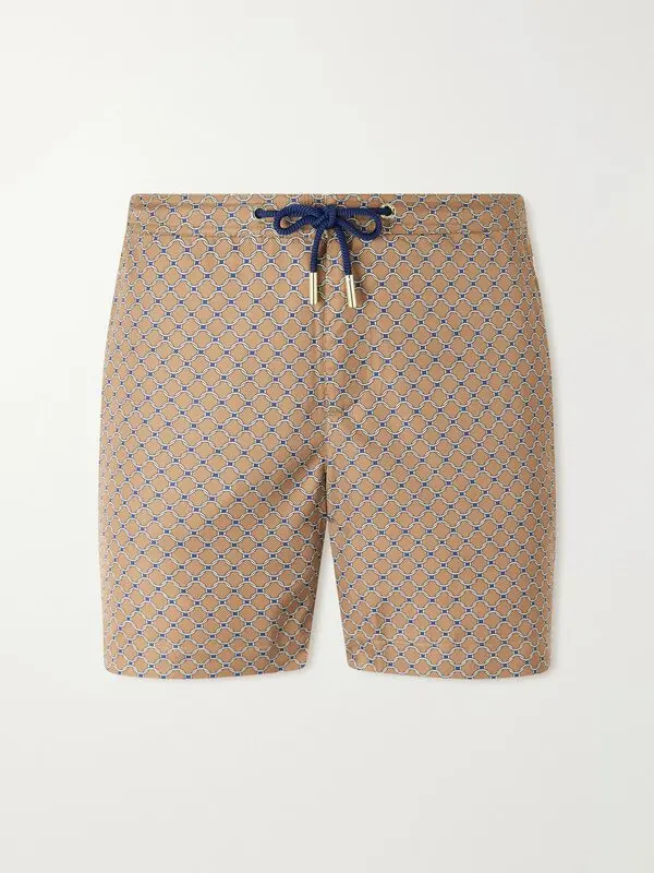 Orlebar Brown Bulldog Straight-leg Mid-length Printed Swim Shorts - Brown