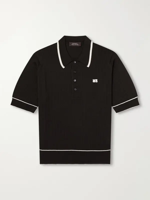 WALES BONNER Blessings Logo-embroidered Merino Wool Polo Shirt