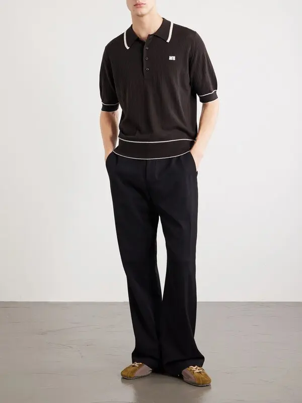WALES BONNER Blessings Logo-embroidered Merino Wool Polo Shirt