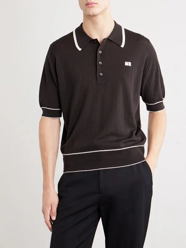 WALES BONNER Blessings Logo-embroidered Merino Wool Polo Shirt