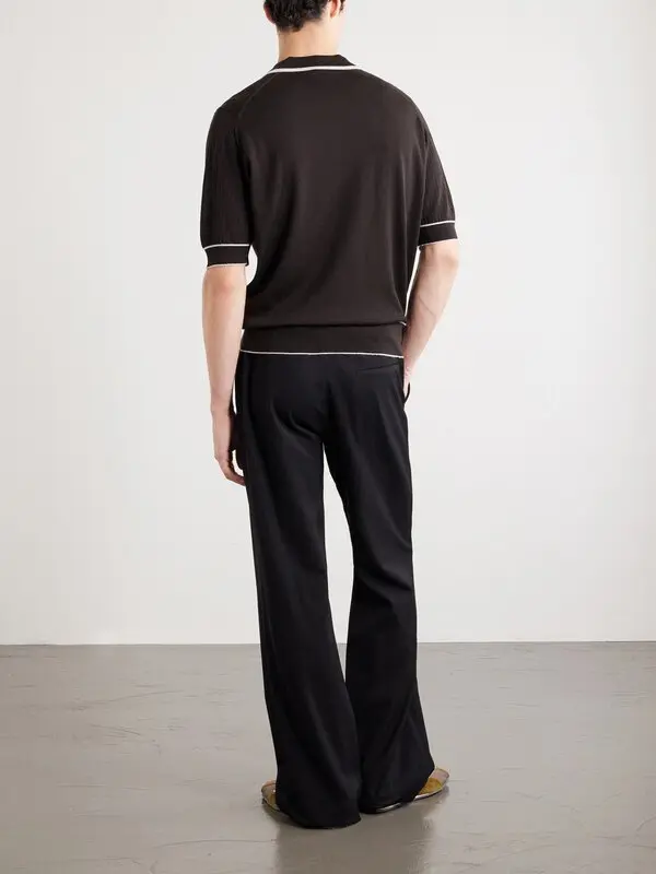 WALES BONNER Blessings Logo-embroidered Merino Wool Polo Shirt