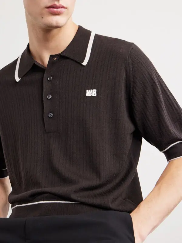 WALES BONNER Blessings Logo-embroidered Merino Wool Polo Shirt