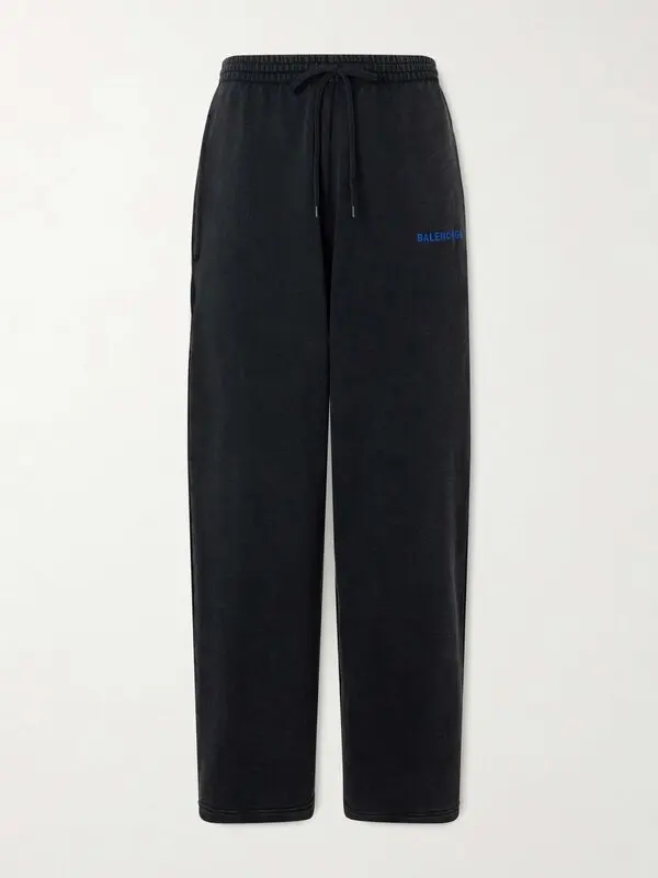 Balenciaga Wide-leg Cotton-jersey Sweatpants - Black