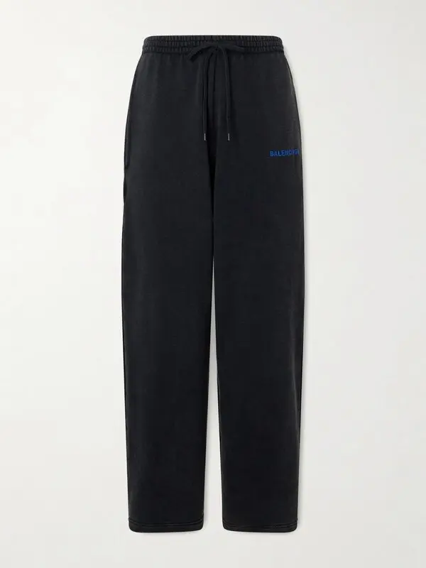 Balenciaga Wide-leg Cotton-jersey Sweatpants - Black