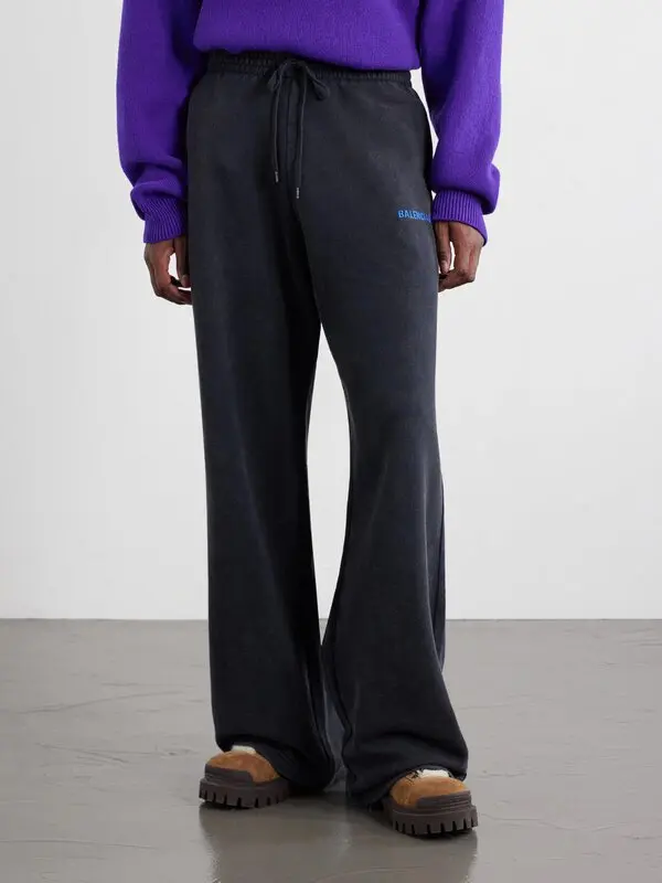 Balenciaga Wide-leg Cotton-jersey Sweatpants - Black