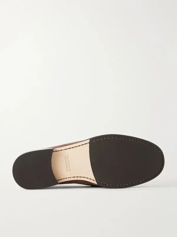 Brunello Cucinelli Suede Penny Loafers - Brown
