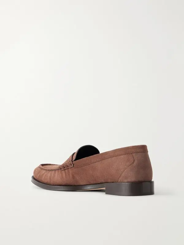 Brunello Cucinelli Suede Penny Loafers - Brown